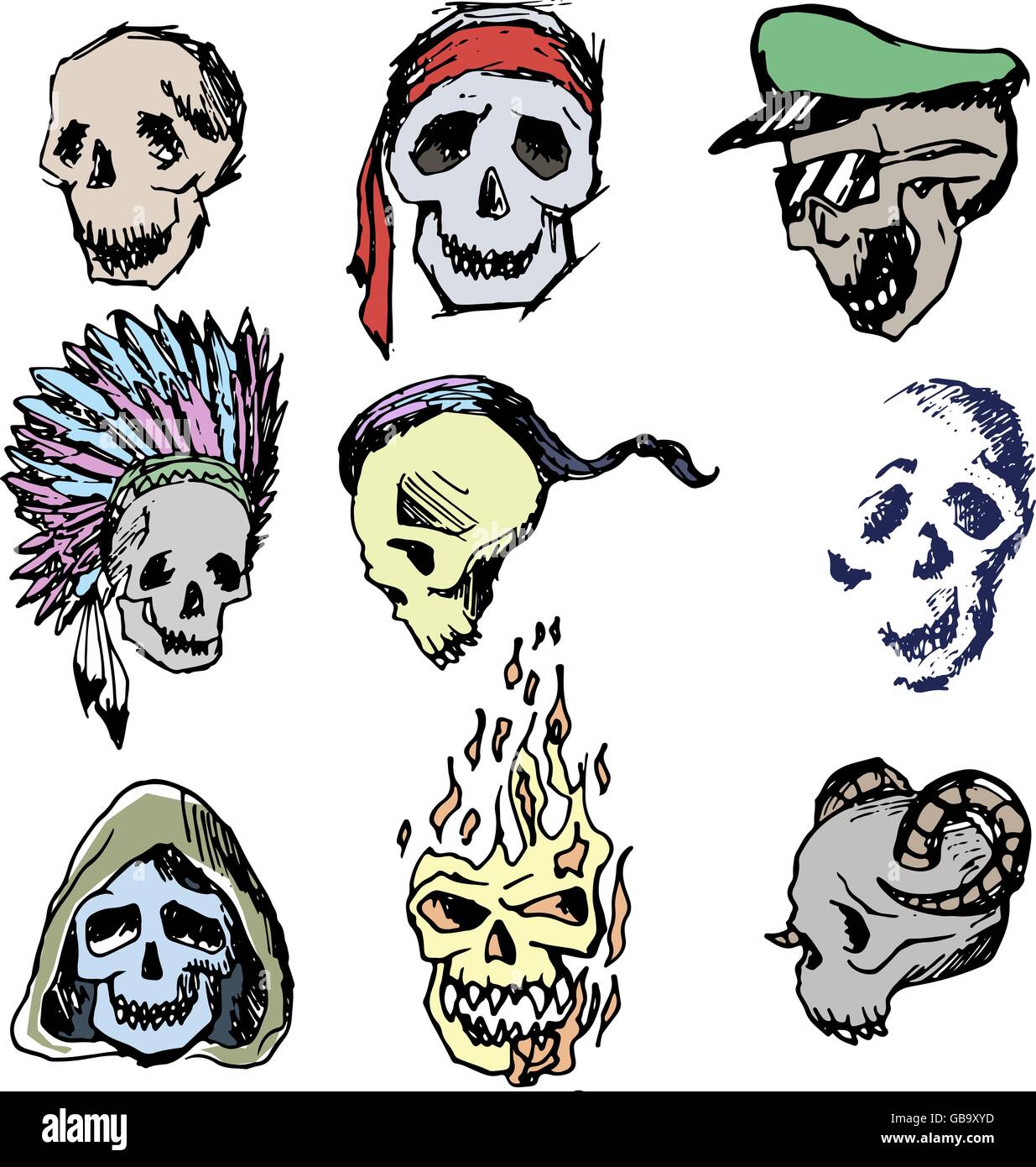 Colorful hand-painted skull. Vector.Illustration Stock Vector Image ...
