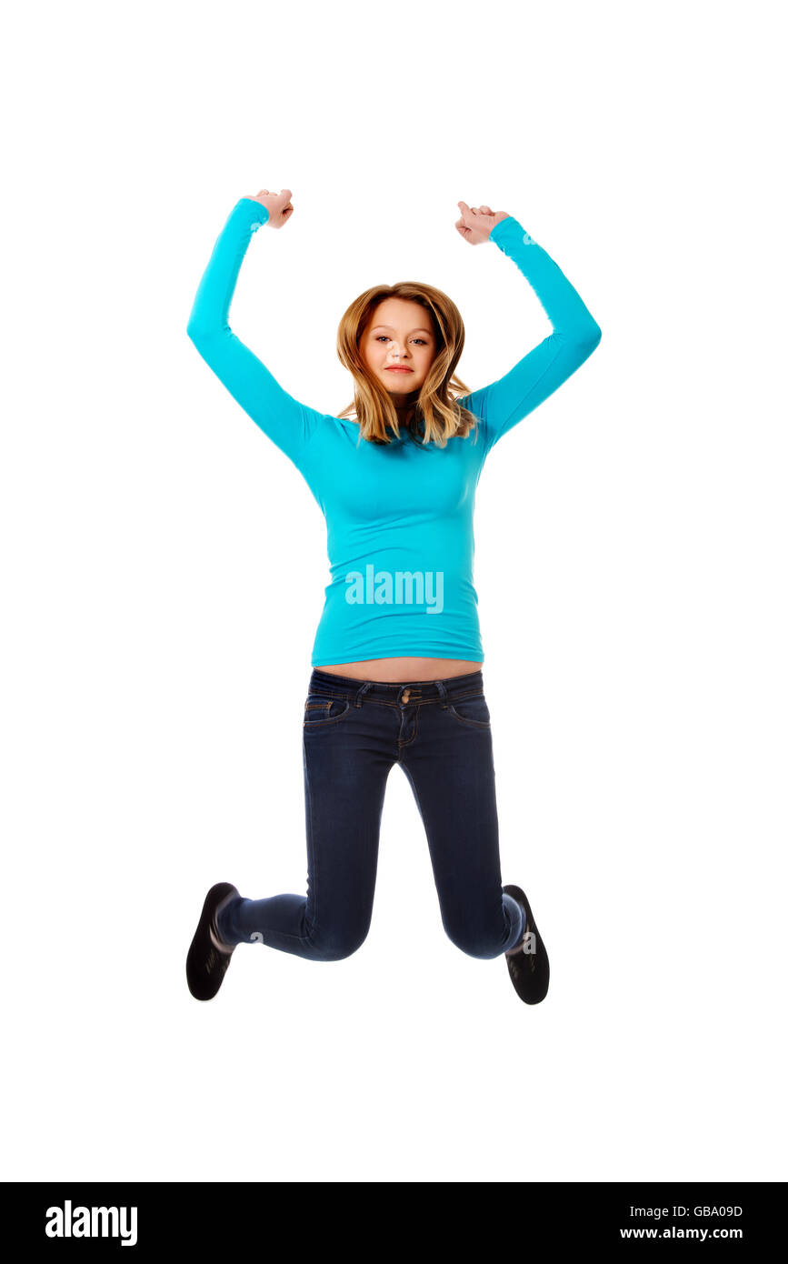 Teenager jumping celebrating hi-res stock photography and images - Alamy