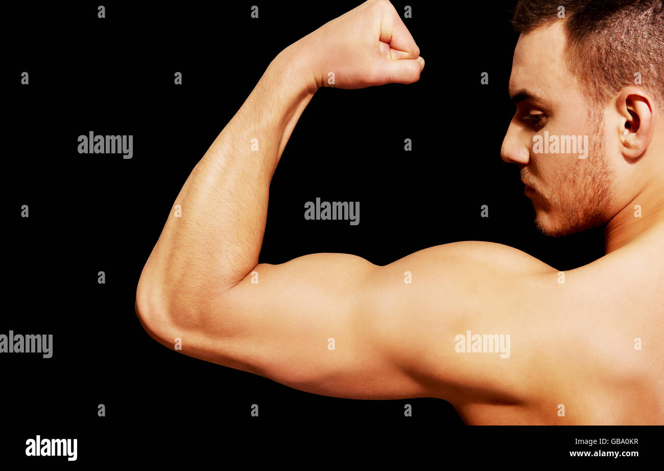 Back view of young muscular man Stock Photo - Alamy