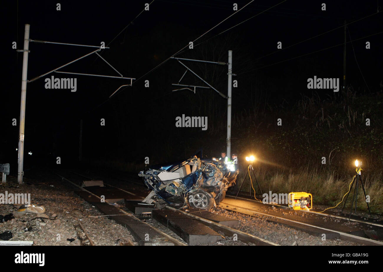 The scene at North Rode in Congleton, Cheshire, after an empty 4x4 ...