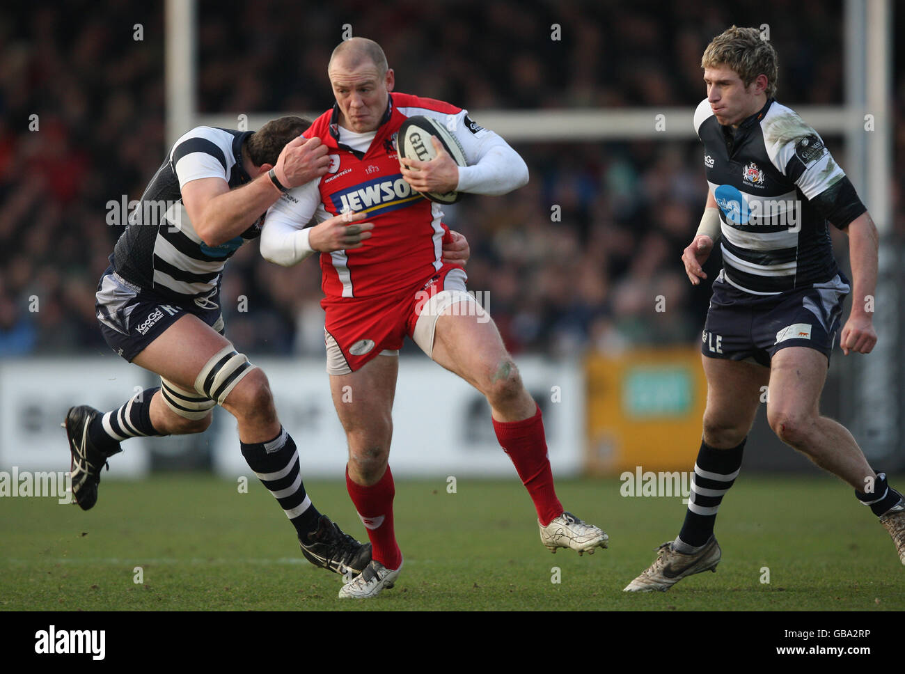 Bristol Rugby's Robert Sidoli tackles Gloucester Rugby's Mike Tindall ...