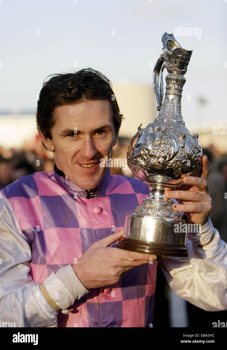 Tony mccoy celebrates after he won the lexus chase on exotic dancer ...