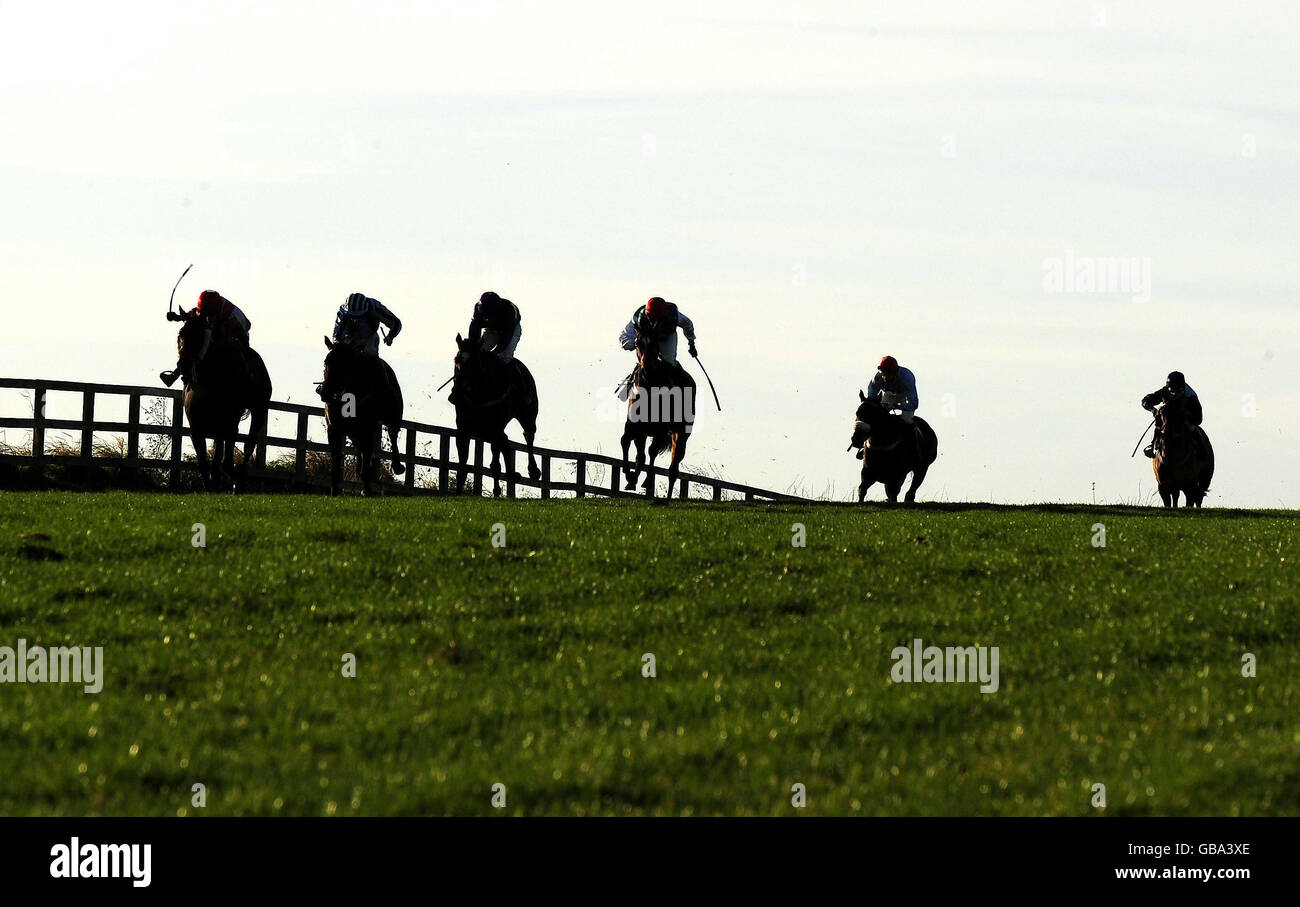 A general view of racing at sedgefield racecourse hi-res stock ...