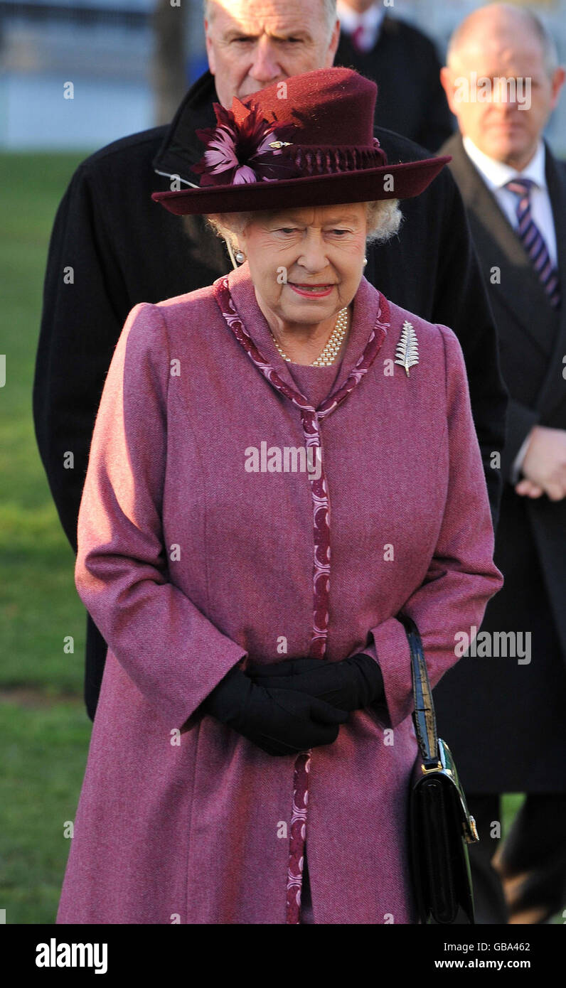 Queen Elizabeth II visits the New Zealand Giant Rugby Ball near Tower ...