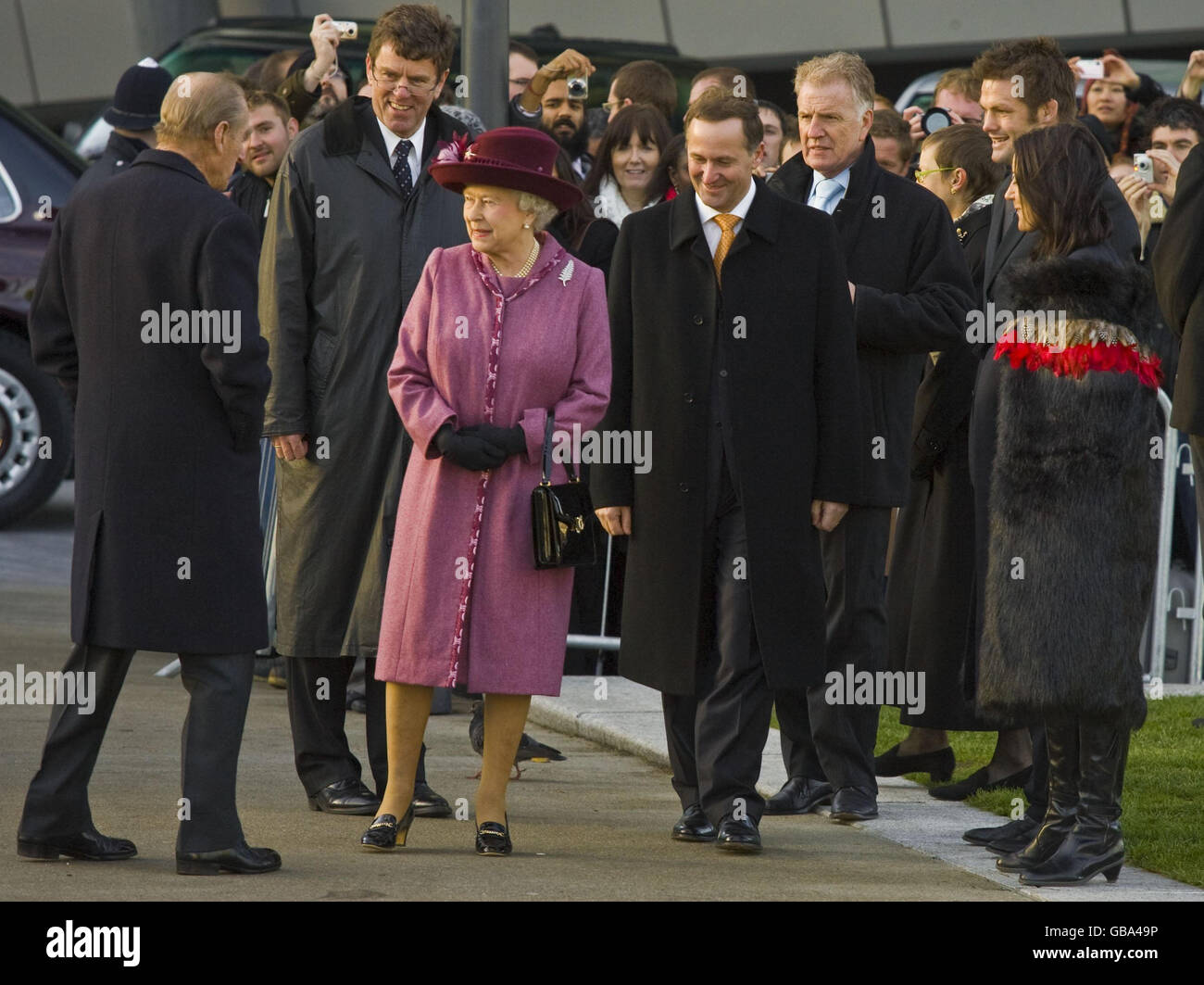 Britain's Queen Elizabeth II visits the New Zealand 'Giant Rugby Ball ...
