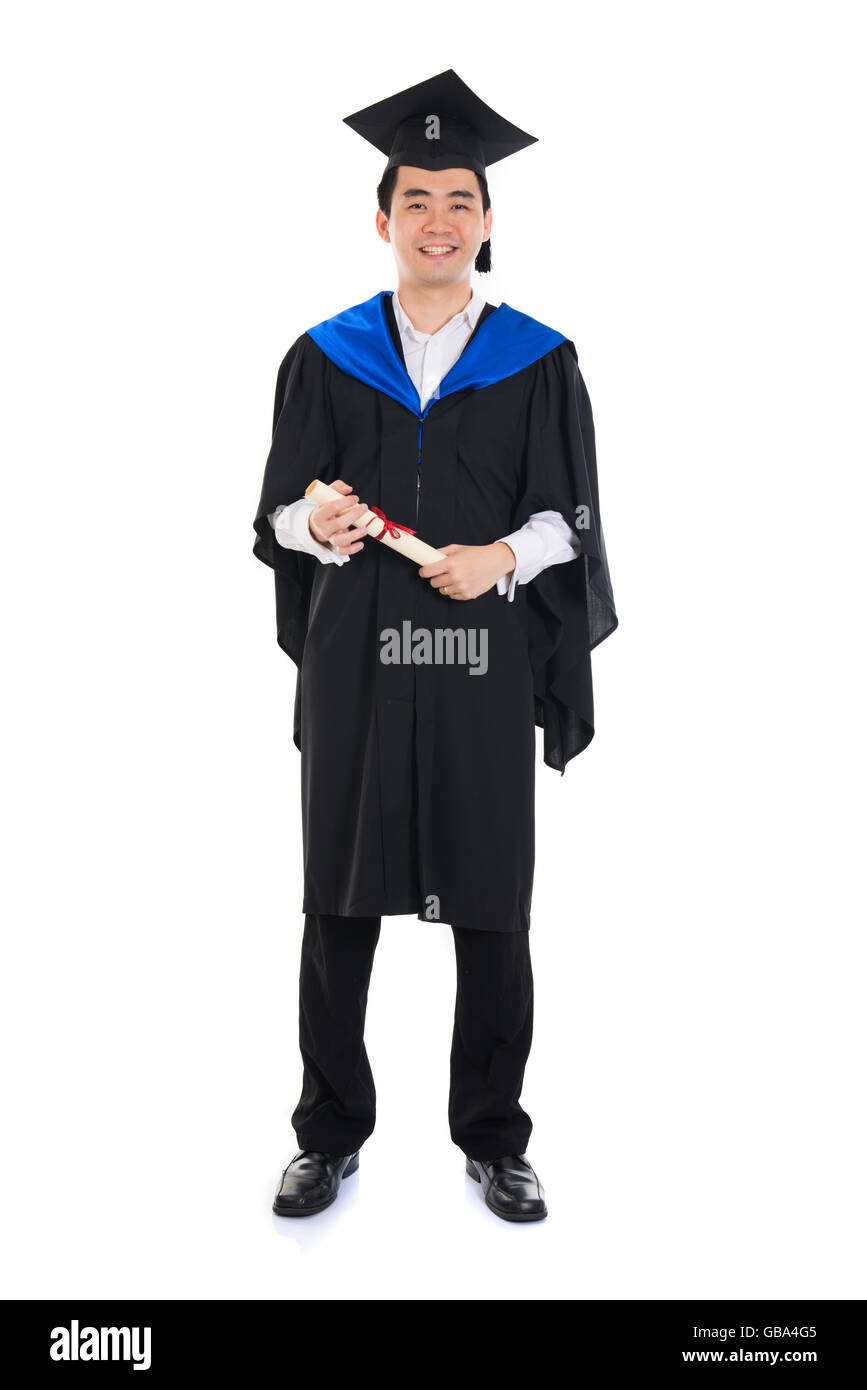 Asian male university student in graduation gown Stock Photo - Alamy