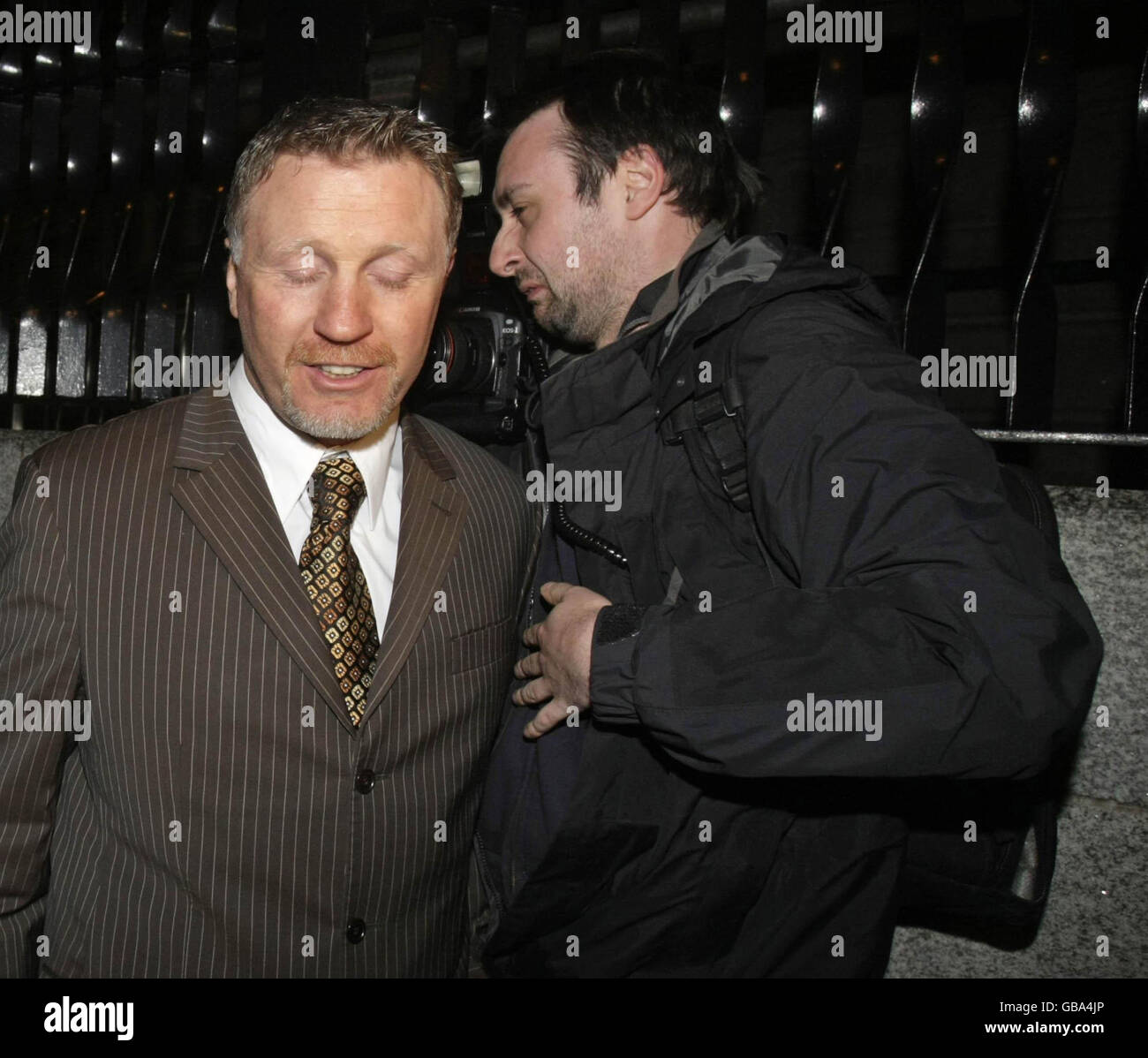 Former world boxing champion Steve Collins (left) leaves the Four ...