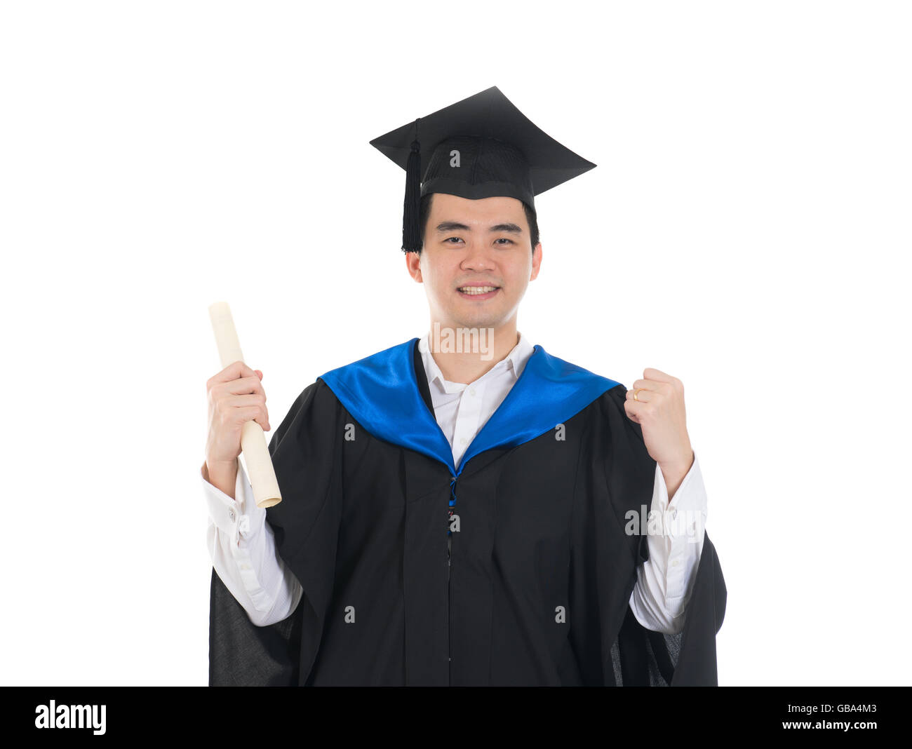 Asian male university student in graduation gown Stock Photo - Alamy
