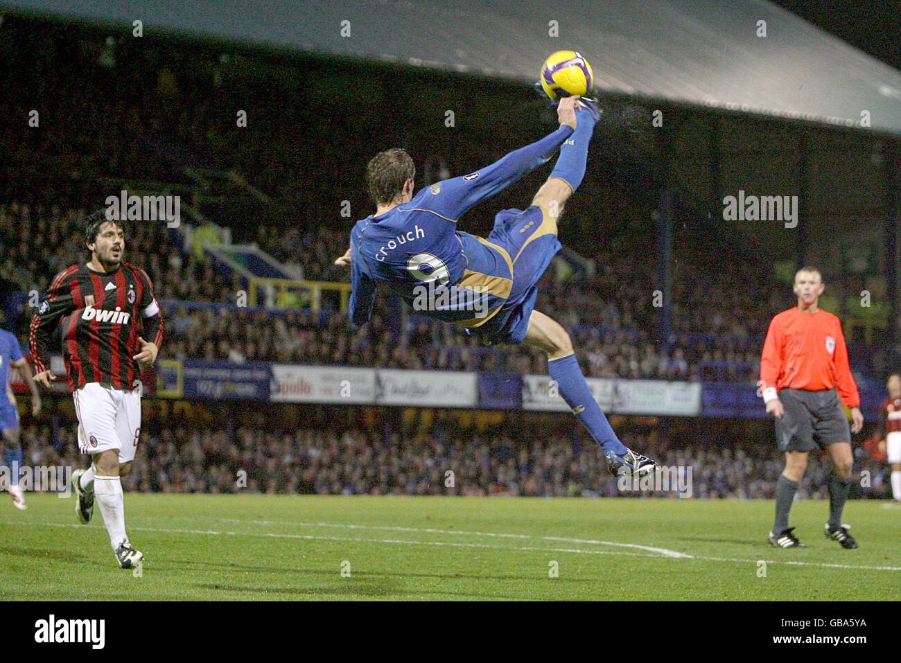 Overhead kick right footed from left side of penalty area hi-res stock ...