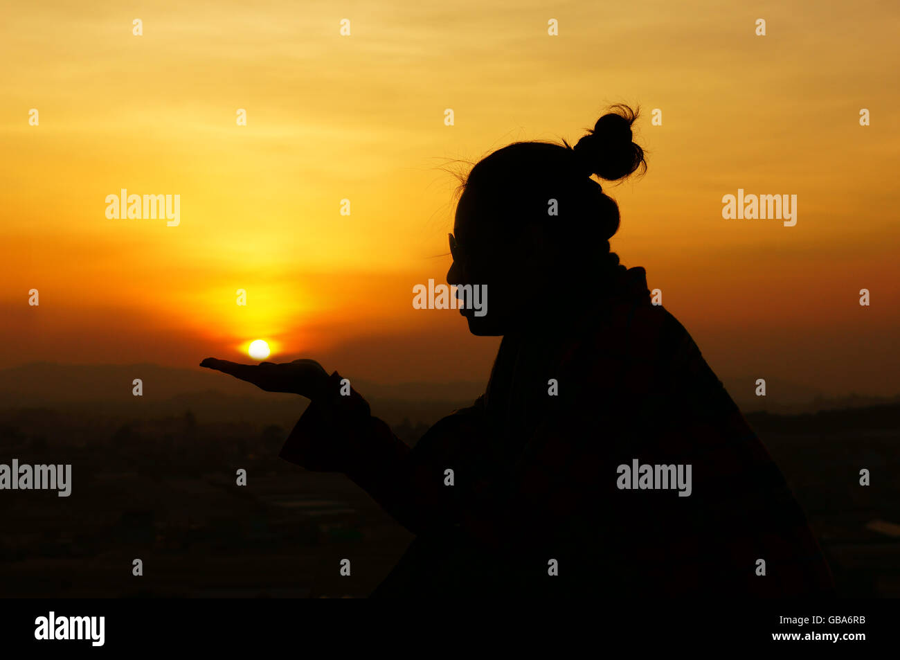 youth give hands to save the sun ( save the planet) for the world have ...