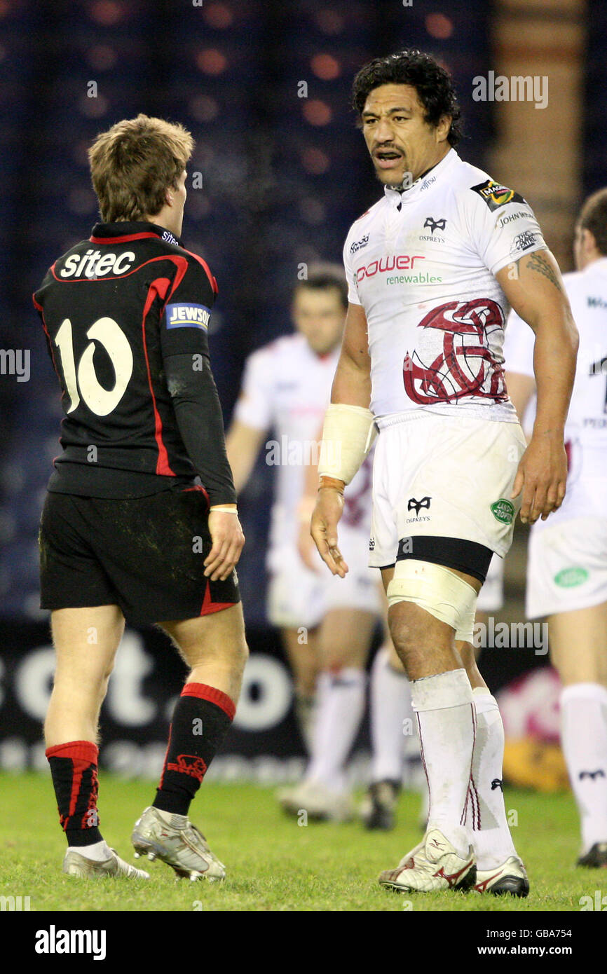 Edinburgh rugbys phil ospreys filo tiatia after the match hi-res stock ...