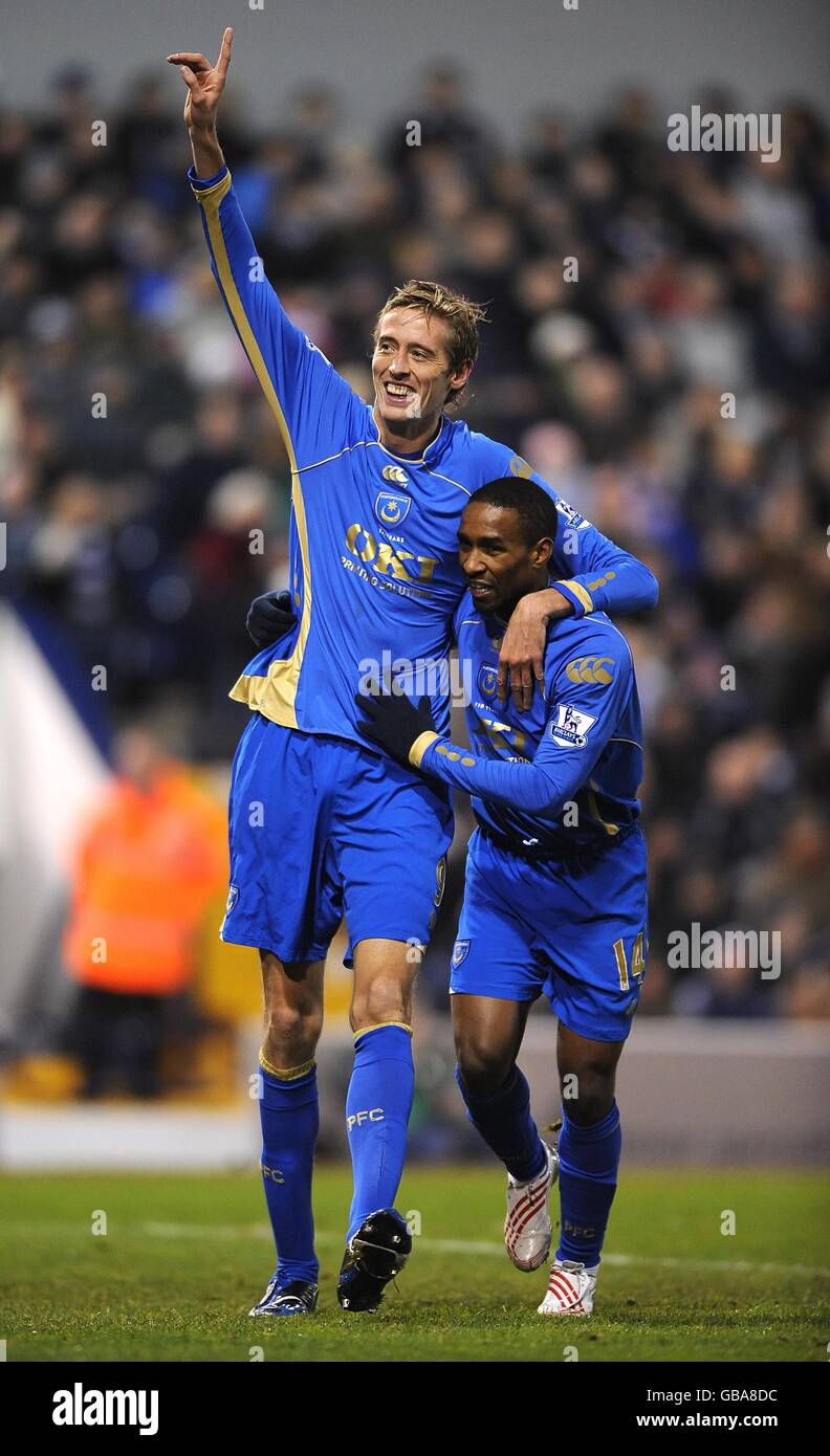 Portsmouth's Peter Crouch celebrates after scoring the equaliser with ...