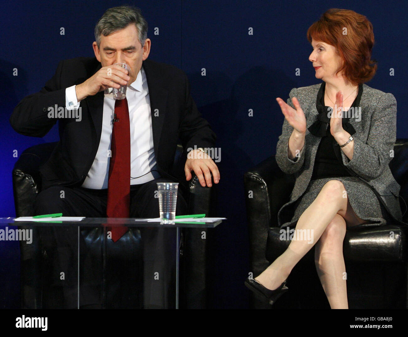 Prime Minister Gordon Brown takes part in a discussion with frontline ...
