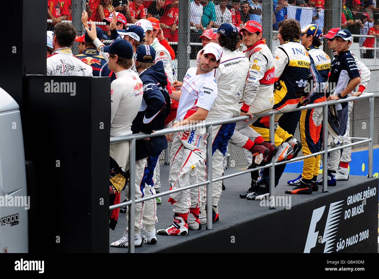The drivers parade round the track prior to the race hi-res stock ...