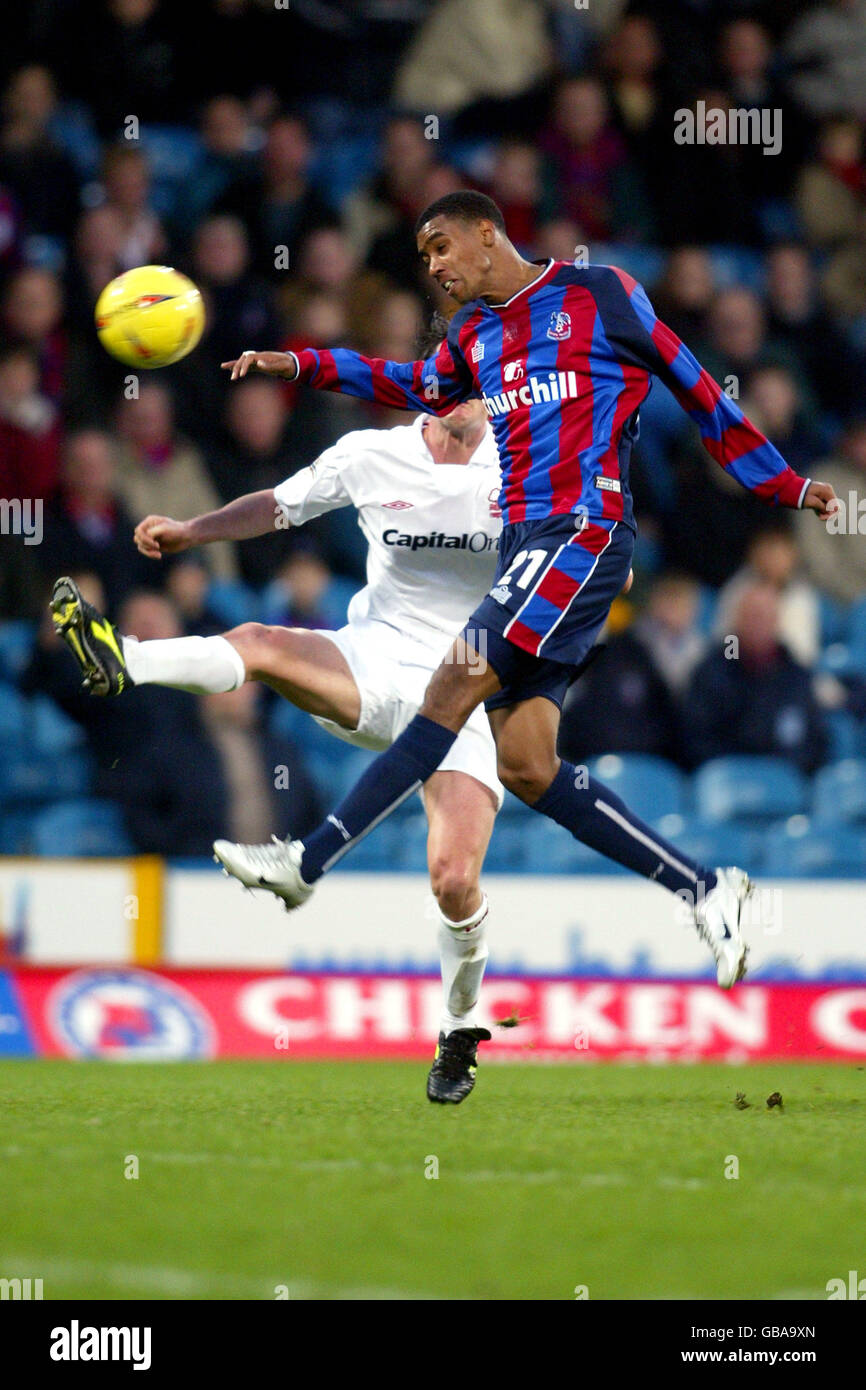 Crystal Palace's Julian Gray (r) and Nottingham Forest's Danny Sonner ...