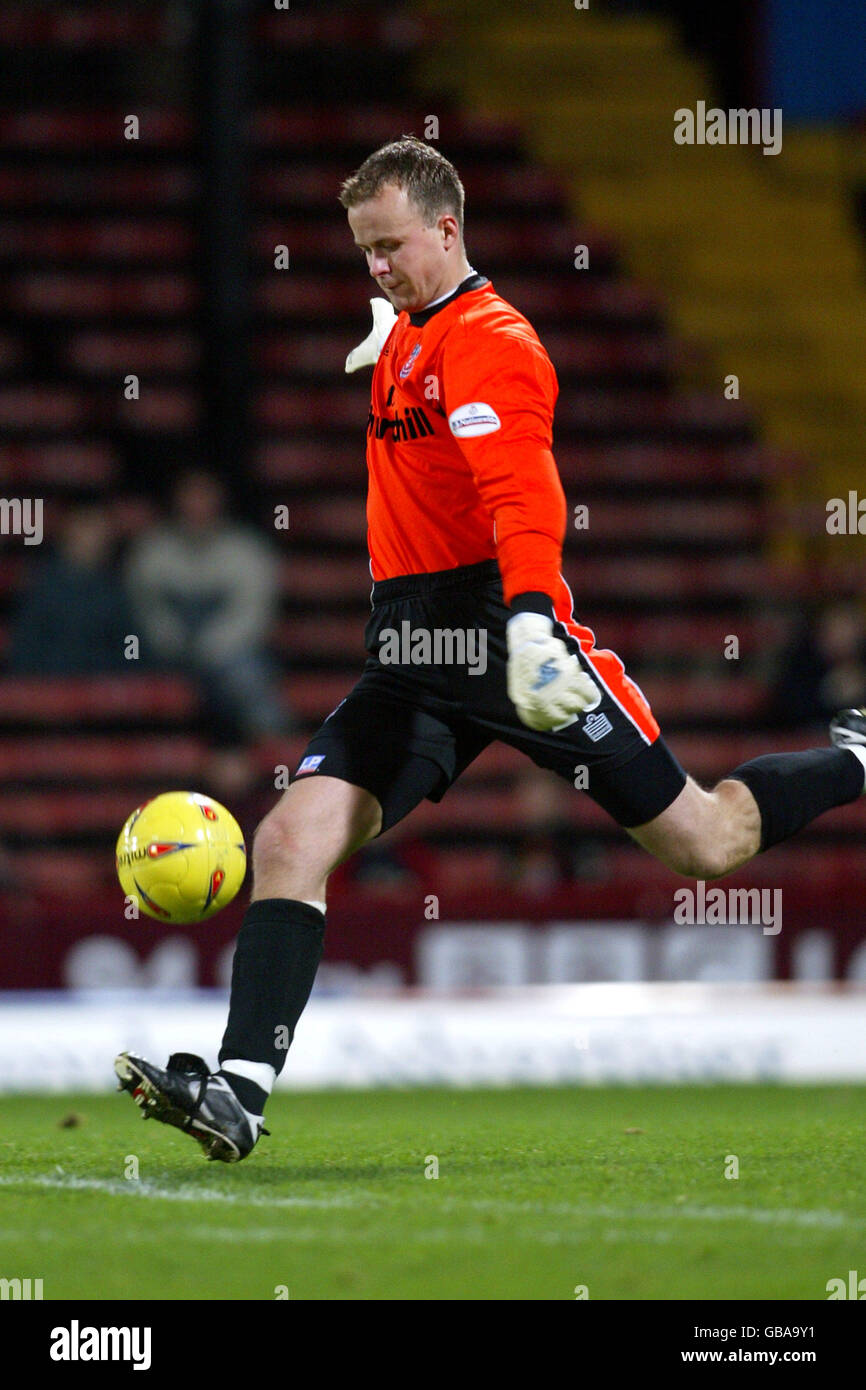 Crystal Palace goalkeeper Thomas Myhre takes a goal kick Stock Photo ...