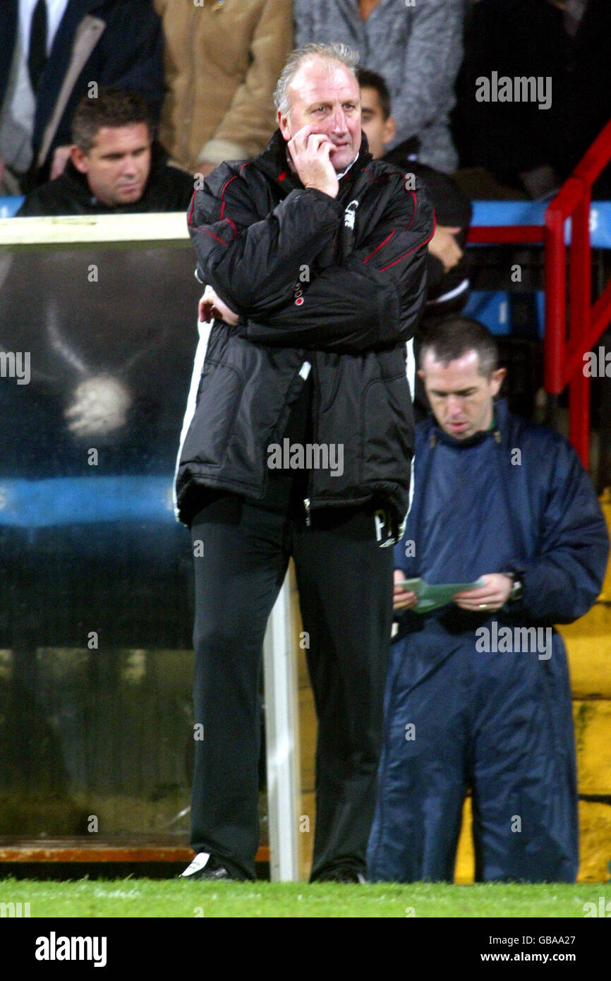 Nottingham Forest manager Paul Hart watches his team from the sideline ...