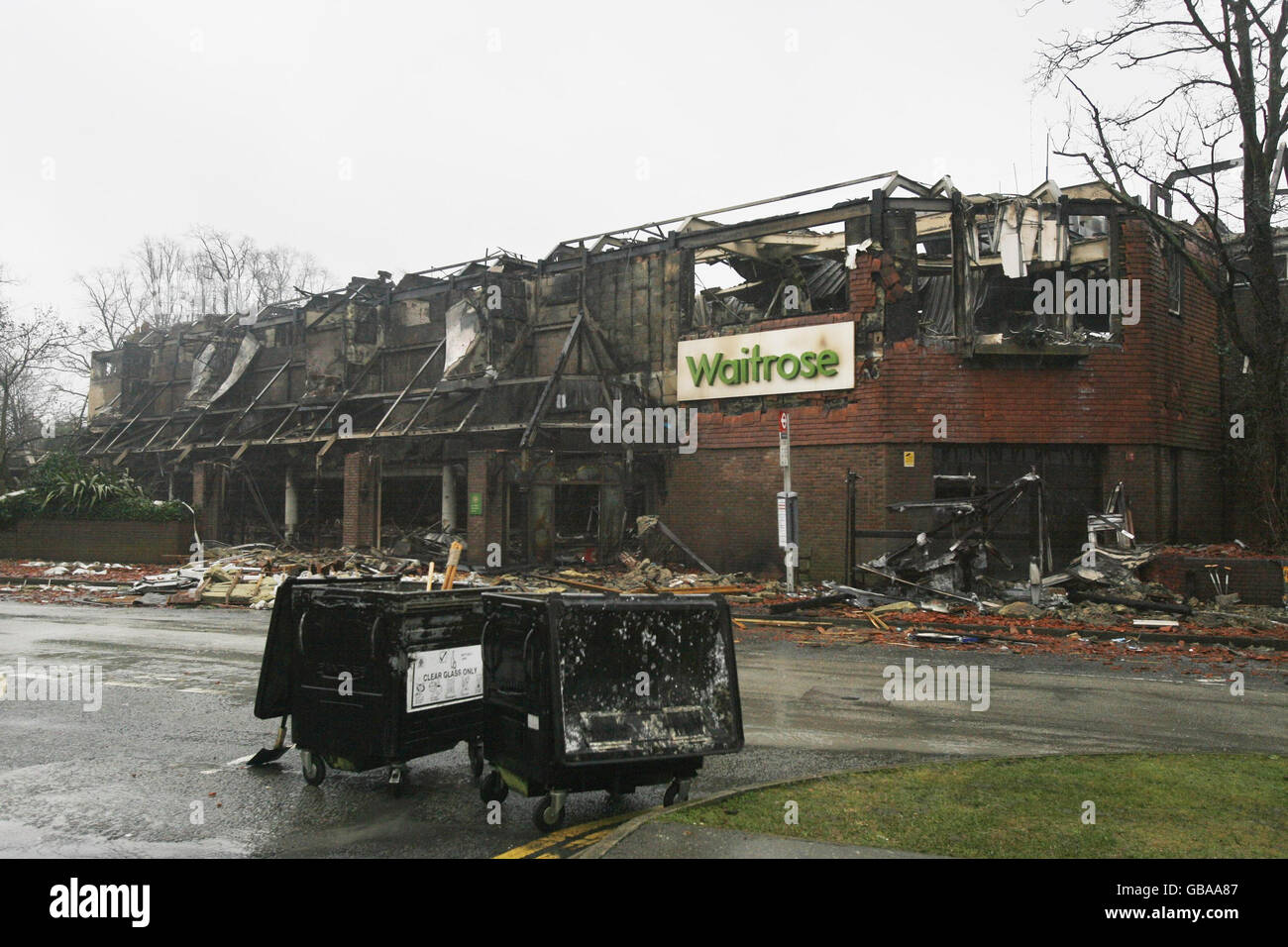 The remains of a Waitrose supermarket in Banstead, Surrey, which has ...