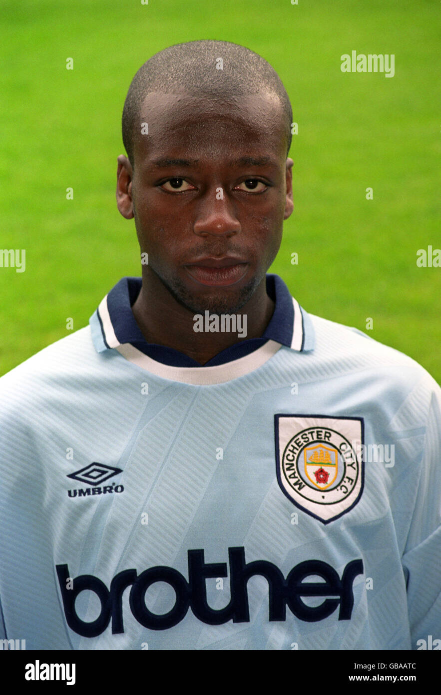 Soccer manchester city photocall maine road hi-res stock photography ...