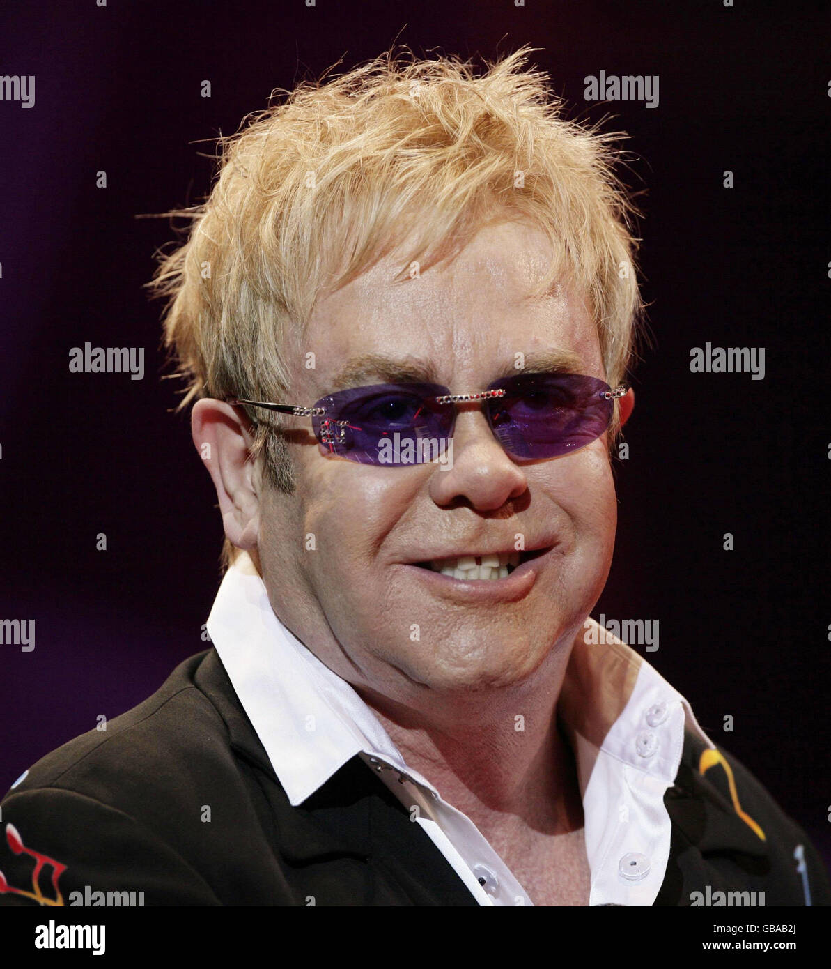Musician elton john smiles during hi-res stock photography and images ...