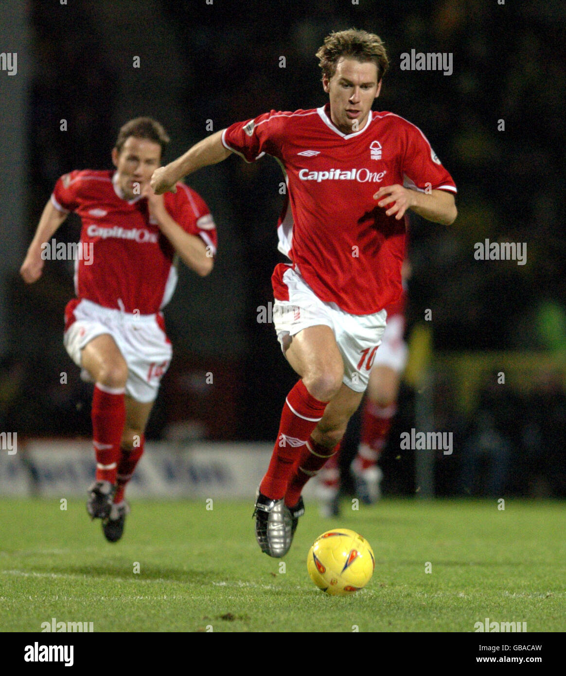 Nottingham Forest's Gareth Taylor runs at Norwich City's defence Stock ...