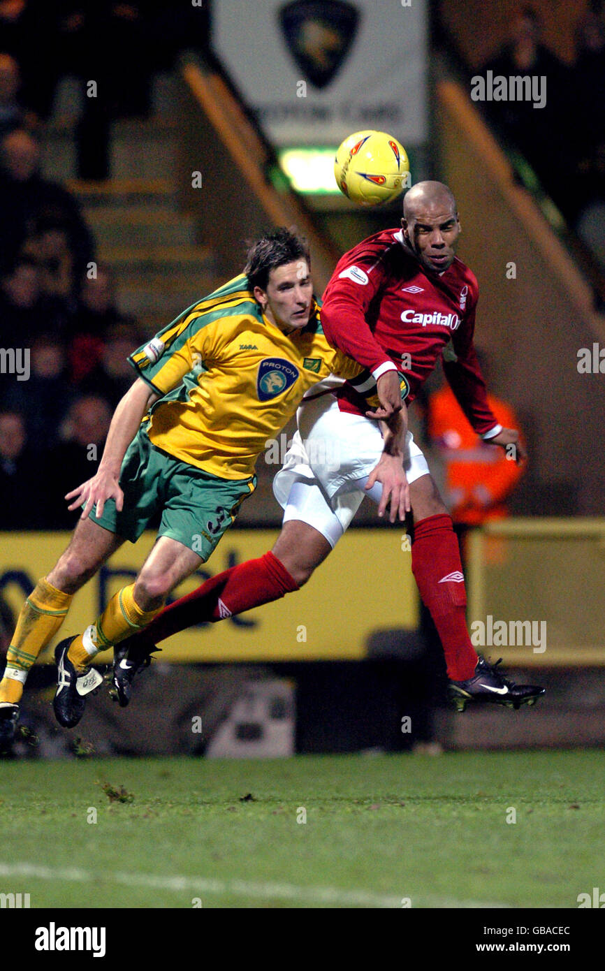 Norwich City's Adam Drury and Nottingham Forest's Marlon King Stock ...