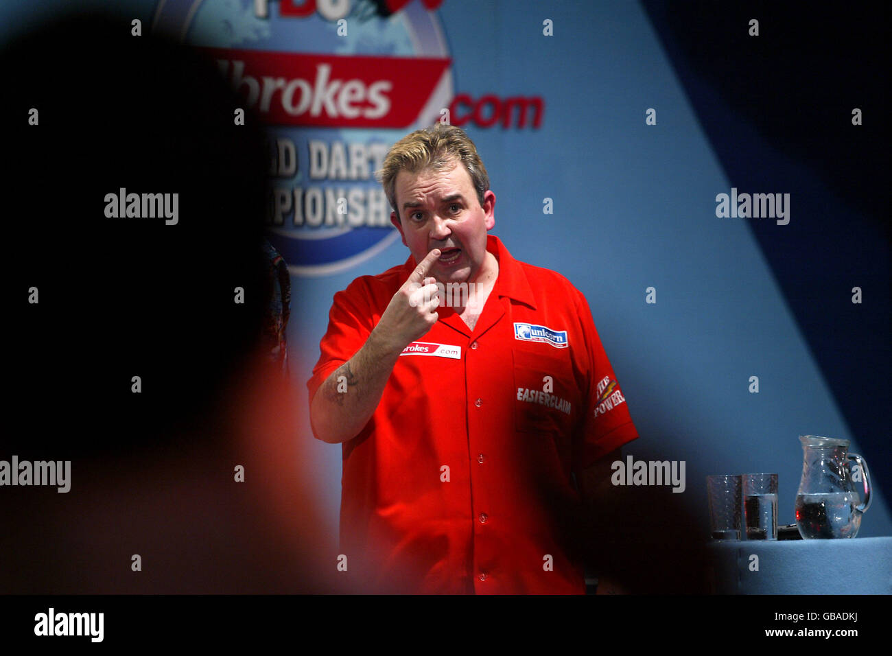 Darts - Ladbrokes World Championship 2004. Phil Taylor shows his anger ...