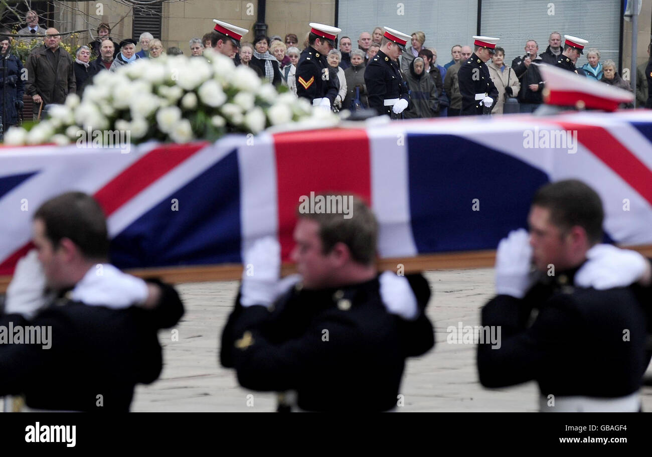 Funeral for Royal Marine LCpl Steven Fellows Stock Photo - Alamy