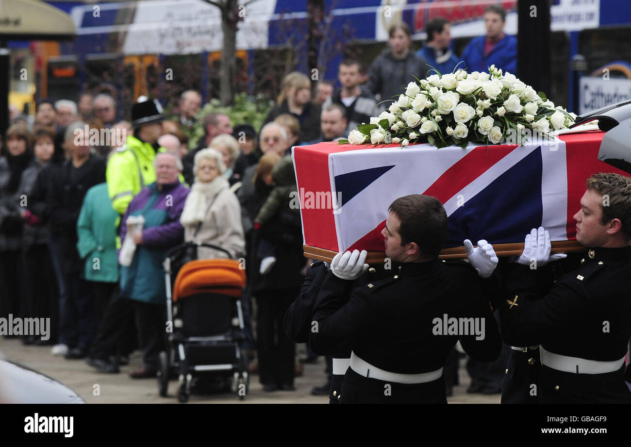 The coffin of LCpl Jamie Fellows of the Royal Marines, who was killed ...