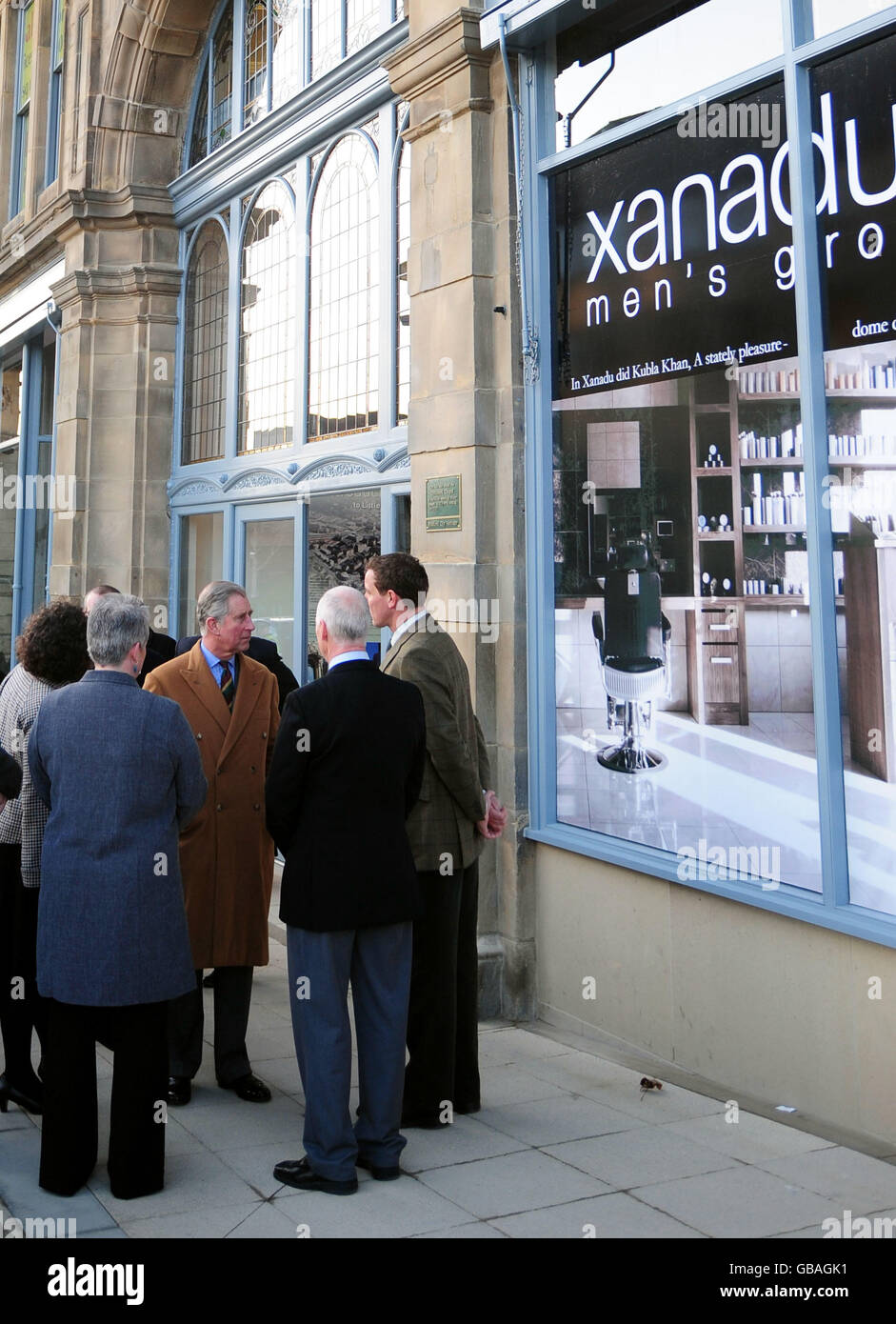 The Prince of Wales at the entrance to East Brook Hall, Bradford during ...