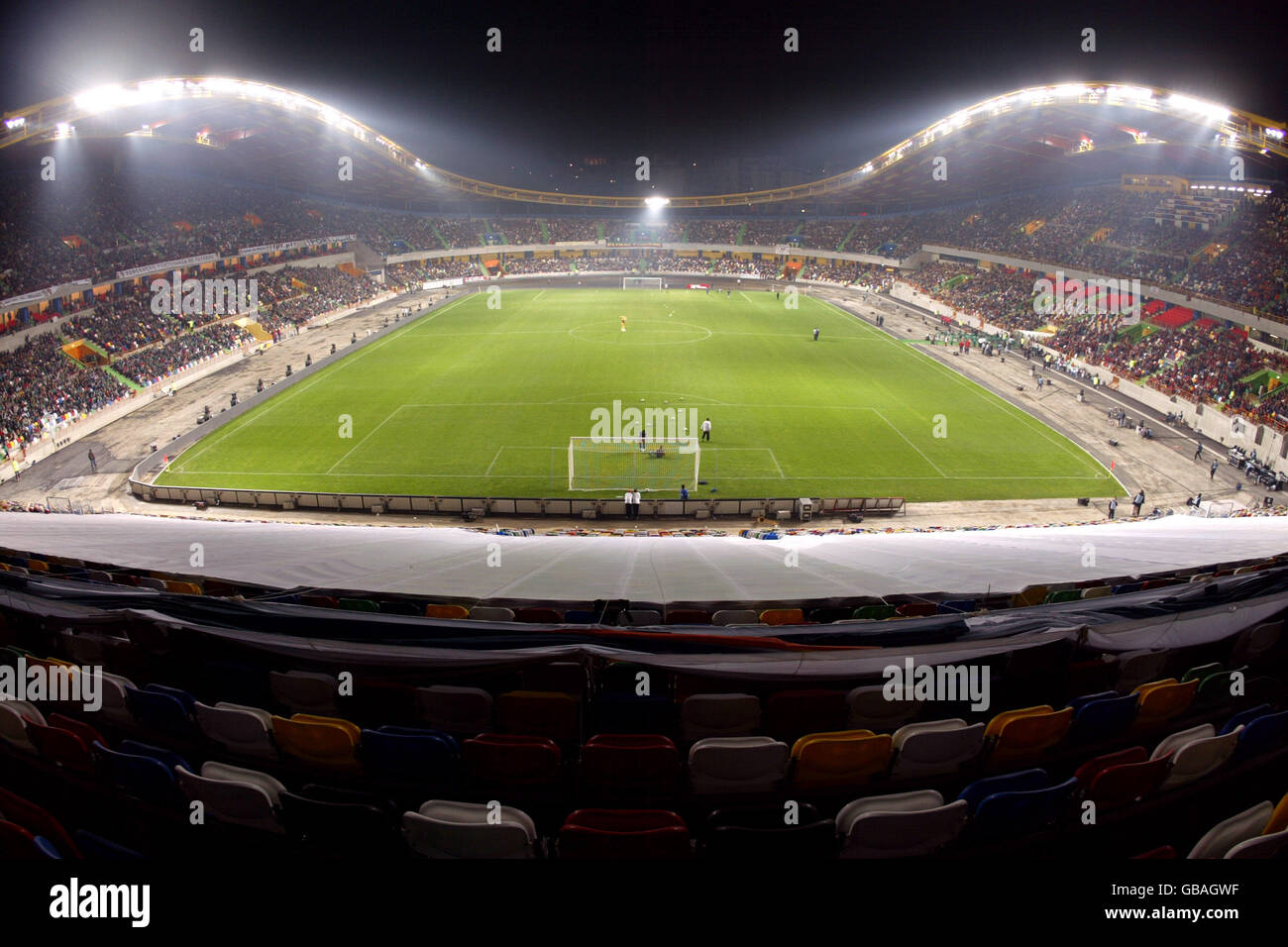 Football general view stadium ground lighting curve hi-res stock ...