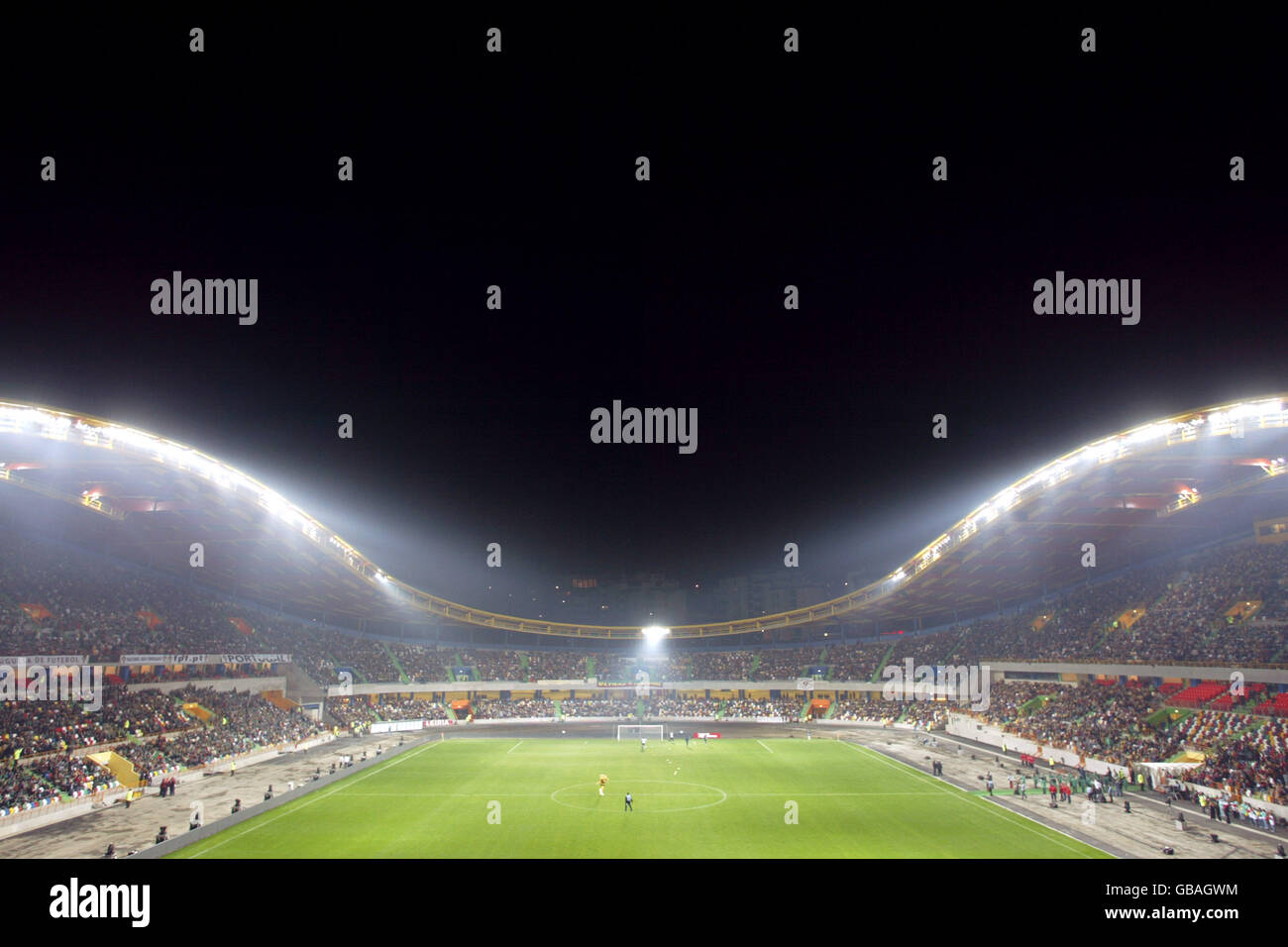 Football general view stadium ground lighting curve hi-res stock ...