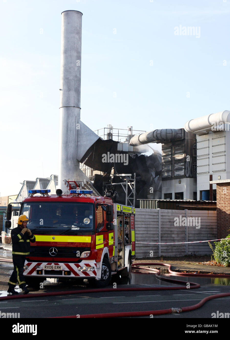 Slough explosion. Fire services at the site of an explosion in ...