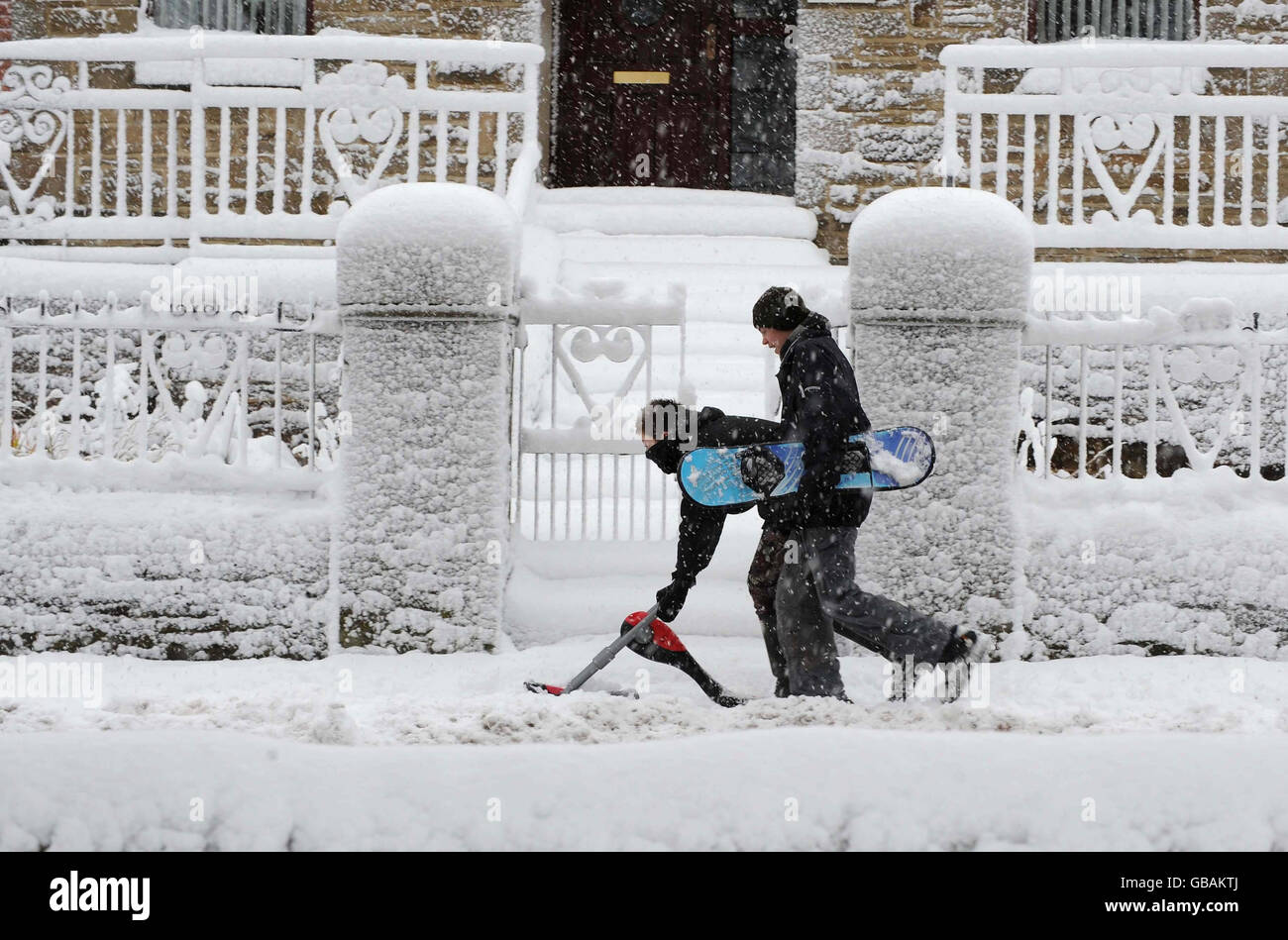 Snow in the UK. Heavy snow in Castleside, County Durham Stock Photo - Alamy
