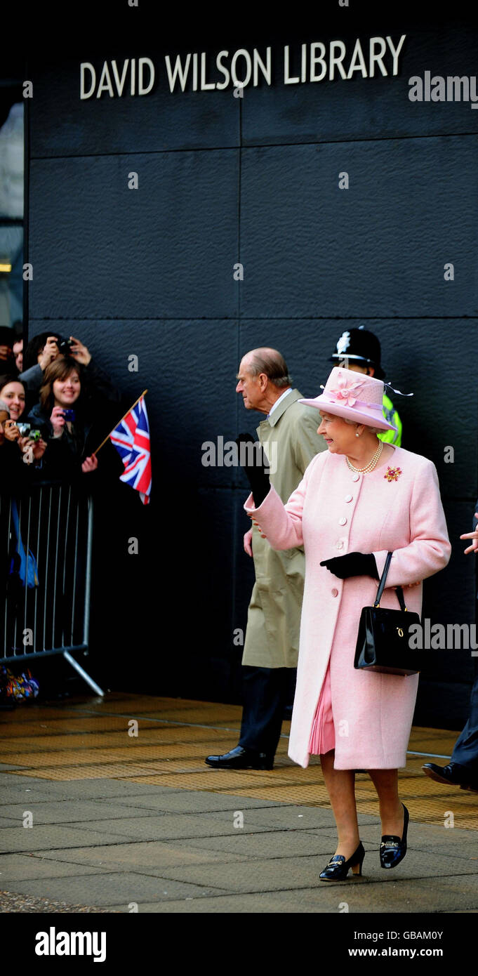 Britain's Queen Elizabeth II and the Duke of Edinburgh during a visit ...