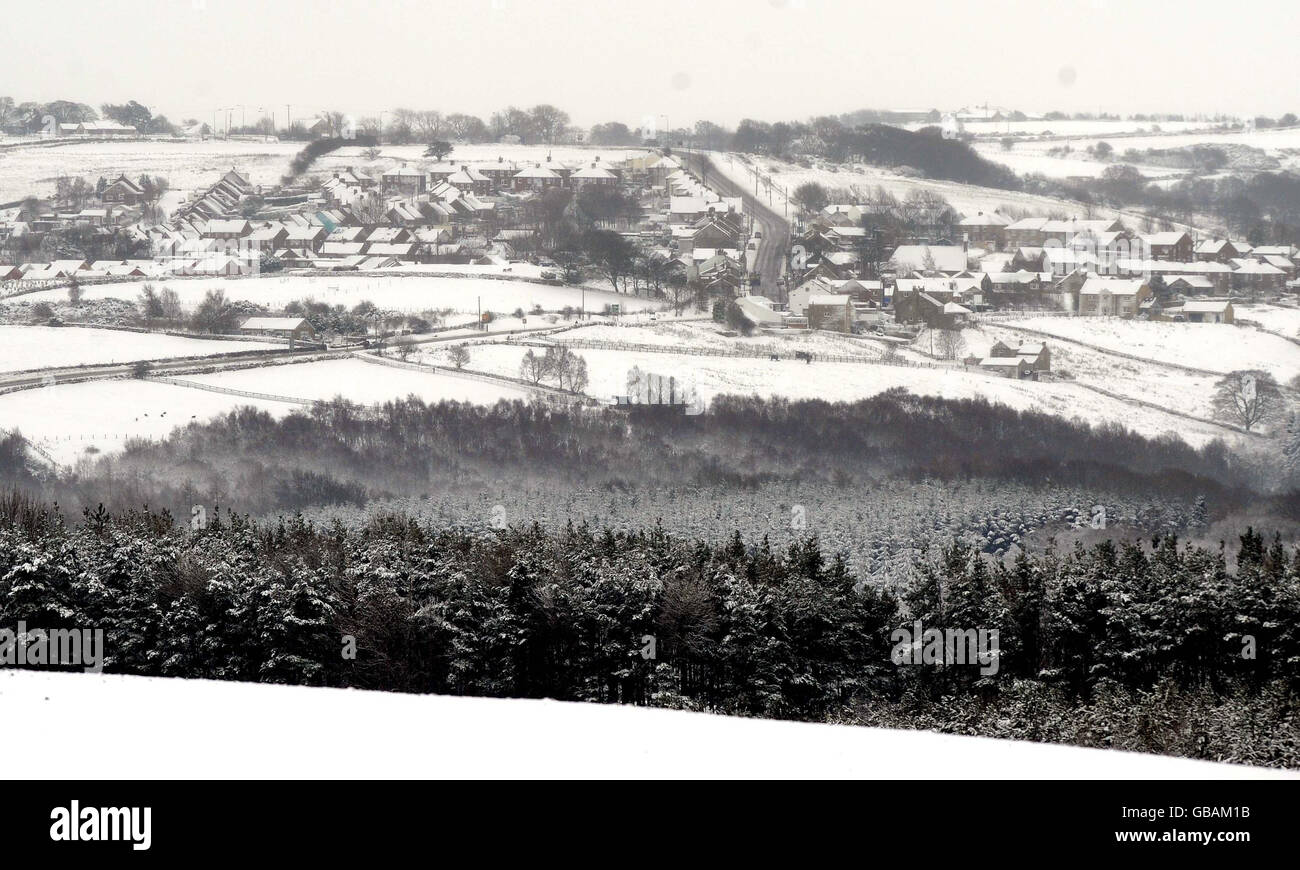 A general view of heavy snow near Castleside, County Durham Stock Photo ...
