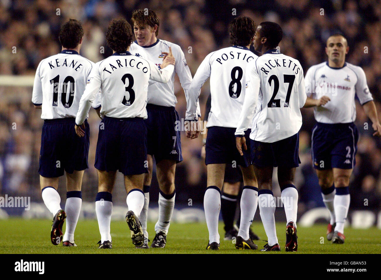 (From r-l) Tottenham Hotspur's Robbie Keane, Mauricio Taricco, Darren ...