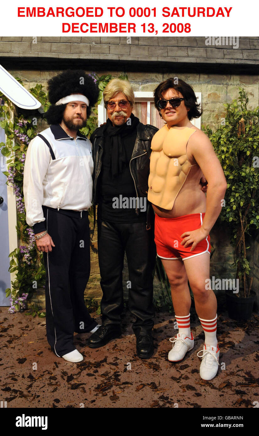 (from left to right) Justin Lee Collins, Tom Jones and Alan Carr during ...