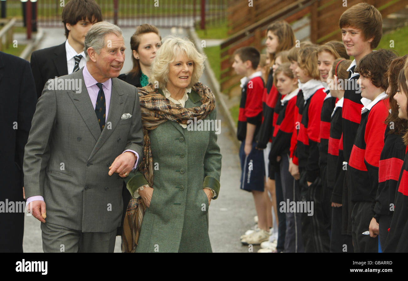 The Prince of Wales and The Duchess of Cornwall meet pupils at the ...