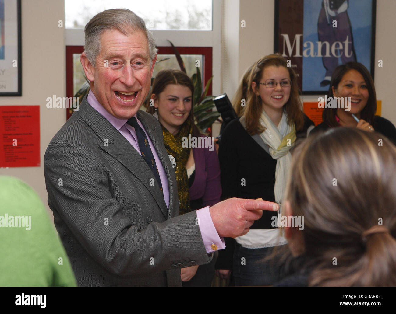 The Prince of Wales shares a joke with A-level English pupils at the ...