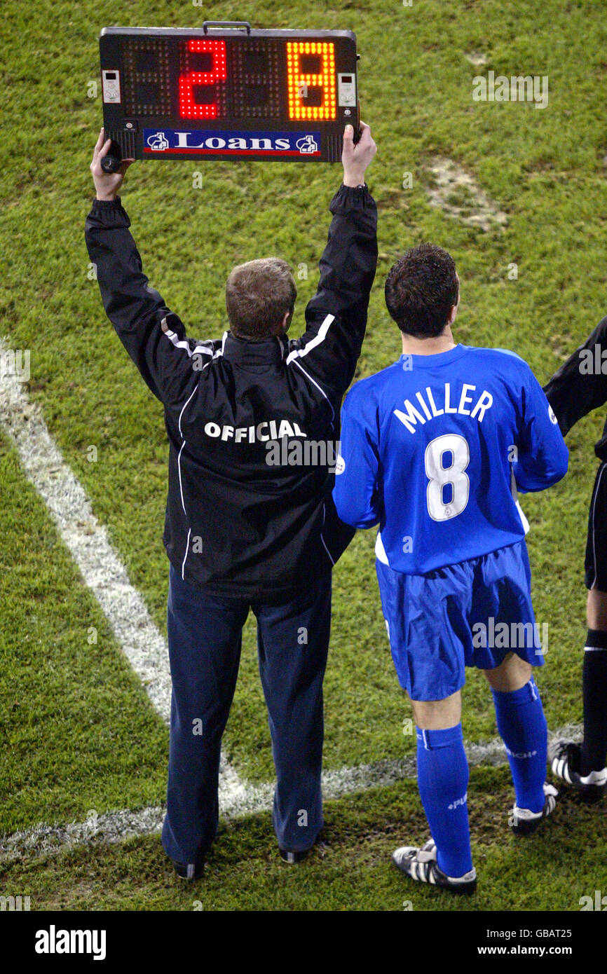 Electronic board gantry fourth official football hi-res stock ...