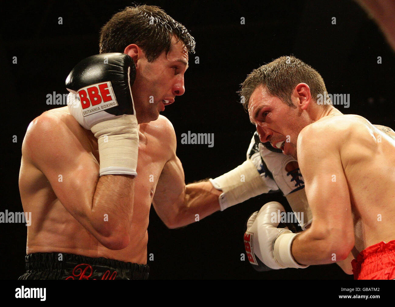 Manchester's Stephen Bell (left) in action with Birmingham's Shaun ...