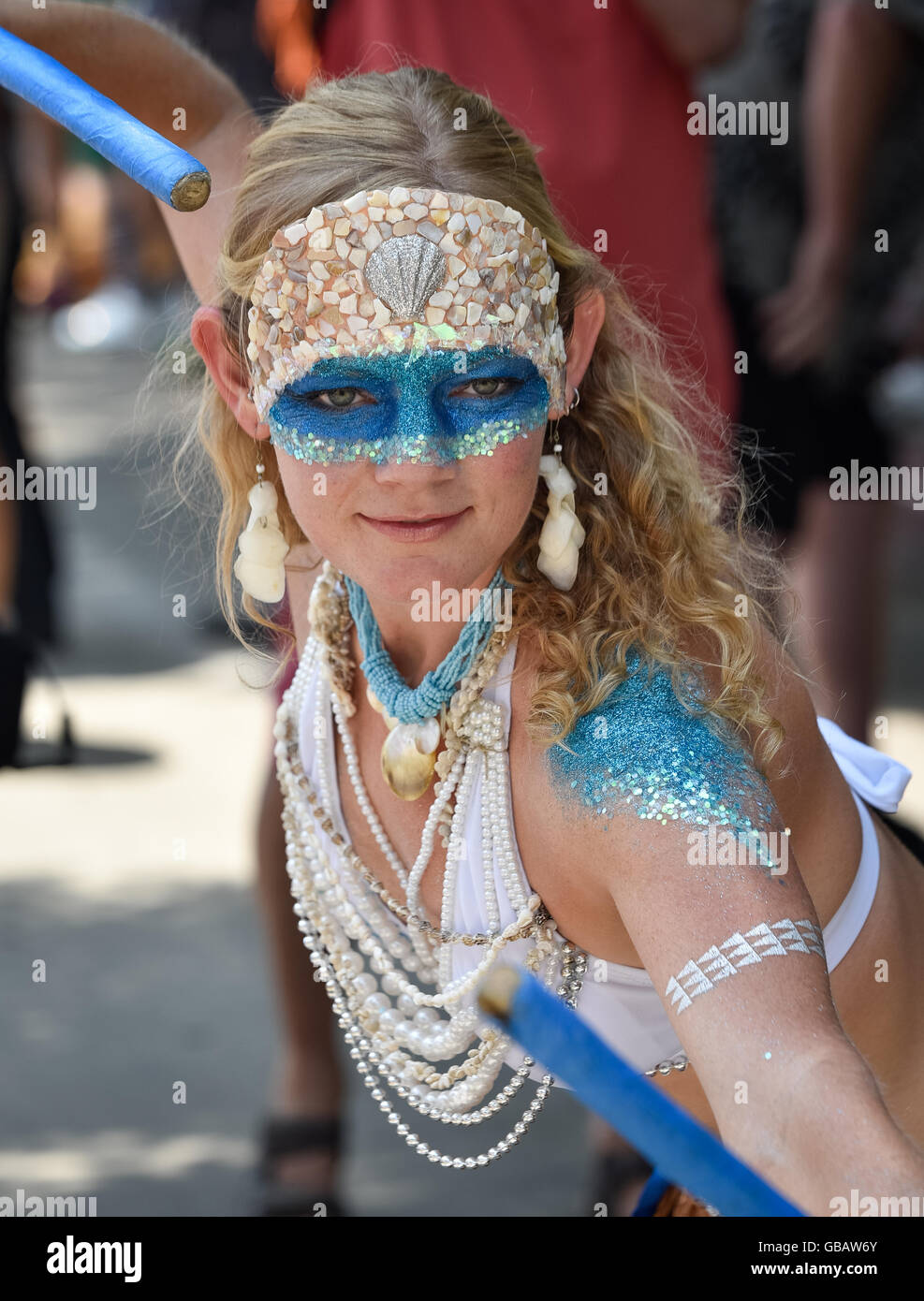 participant at the annual Summer Solstice Parade in Santa Barbara ...
