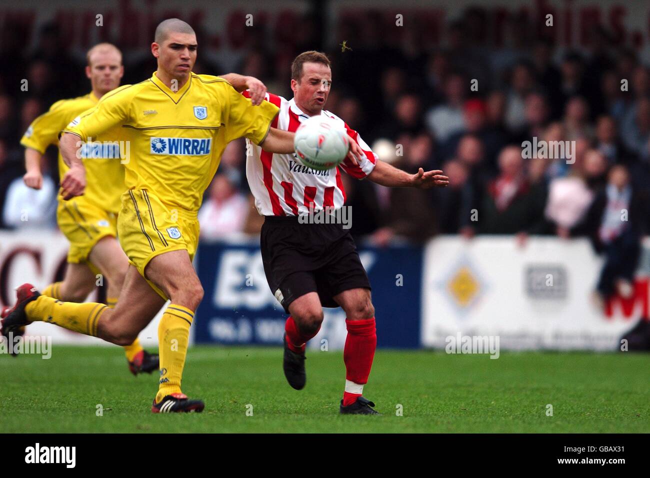 Tranmere Rovers' Tyrone Loran (l) and Hornchurch's Jon Keeling battle ...