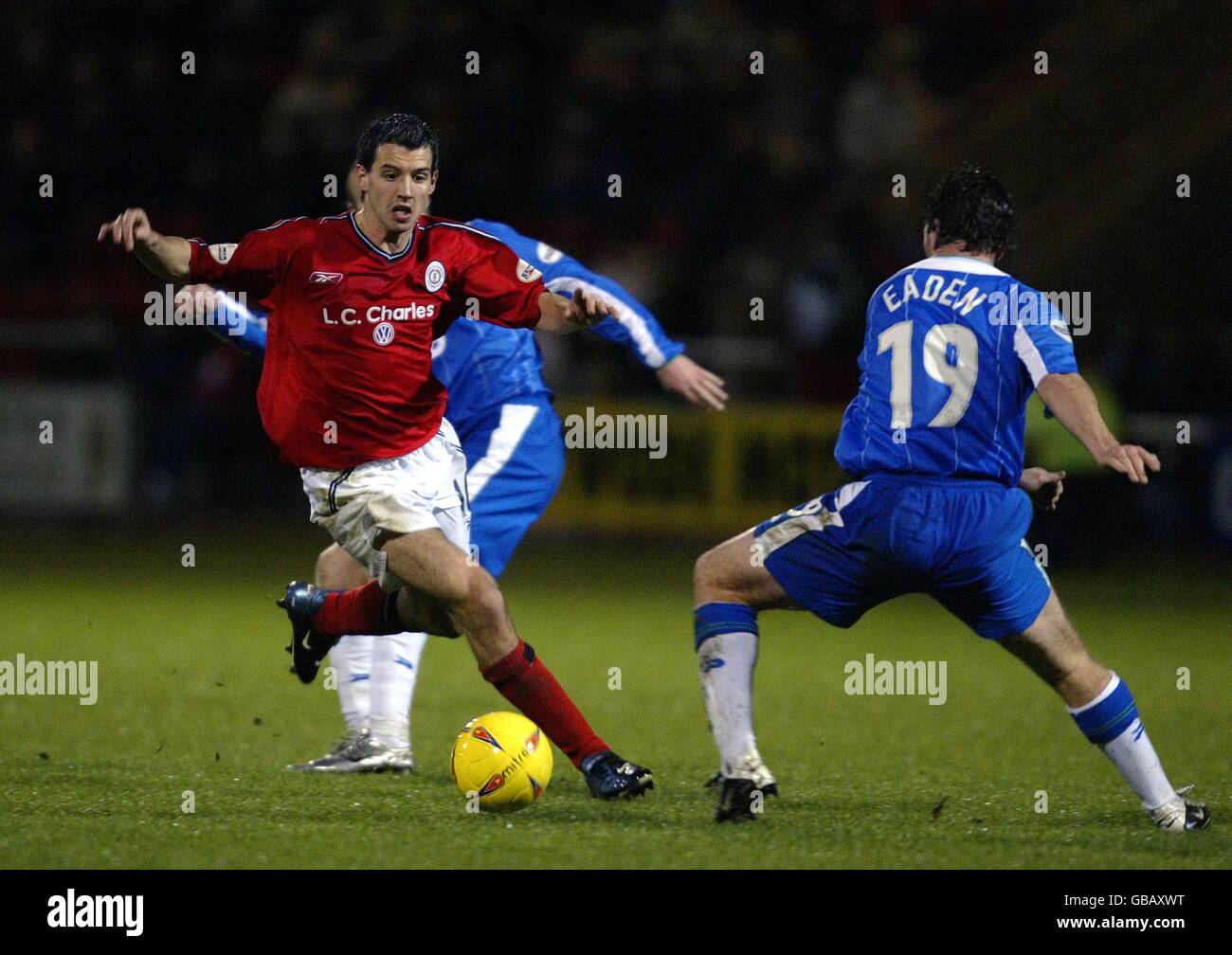 Crewe Alexandra's Anthony Tonkin and Wigan Athletic's Nicky Eaden ...