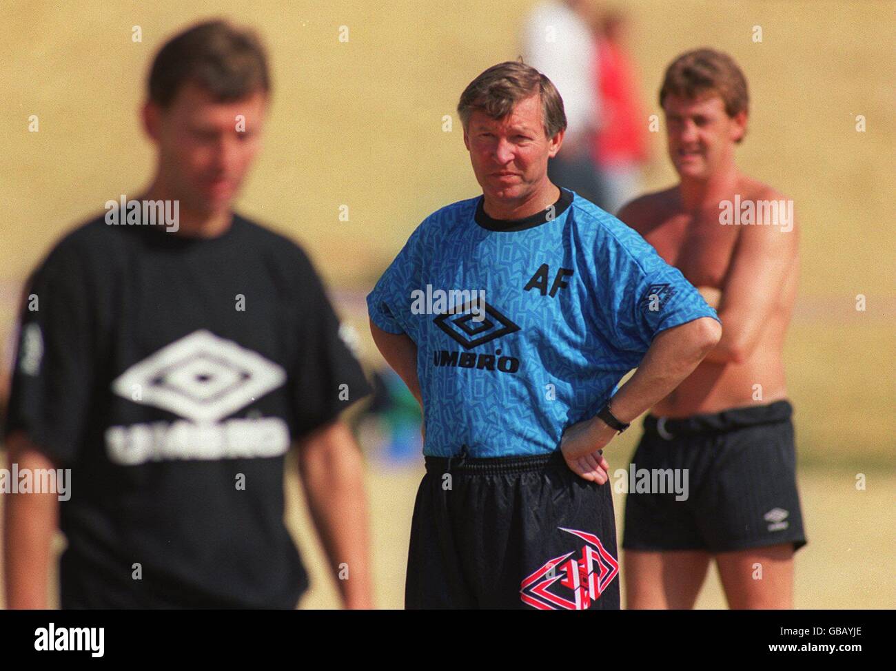 OVERS. ALEX FERGUSON, MANCHESTER UNITED MANAGER, TRAINING AT MEGAWATT ...