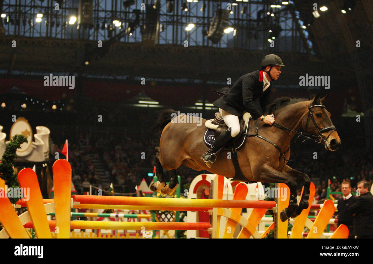Mikael Forsten from Finland riding Vanity 16 competes in the KBIS ...