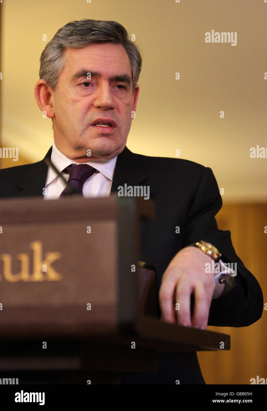 Prime minister brown during press conference at downing street hi-res ...