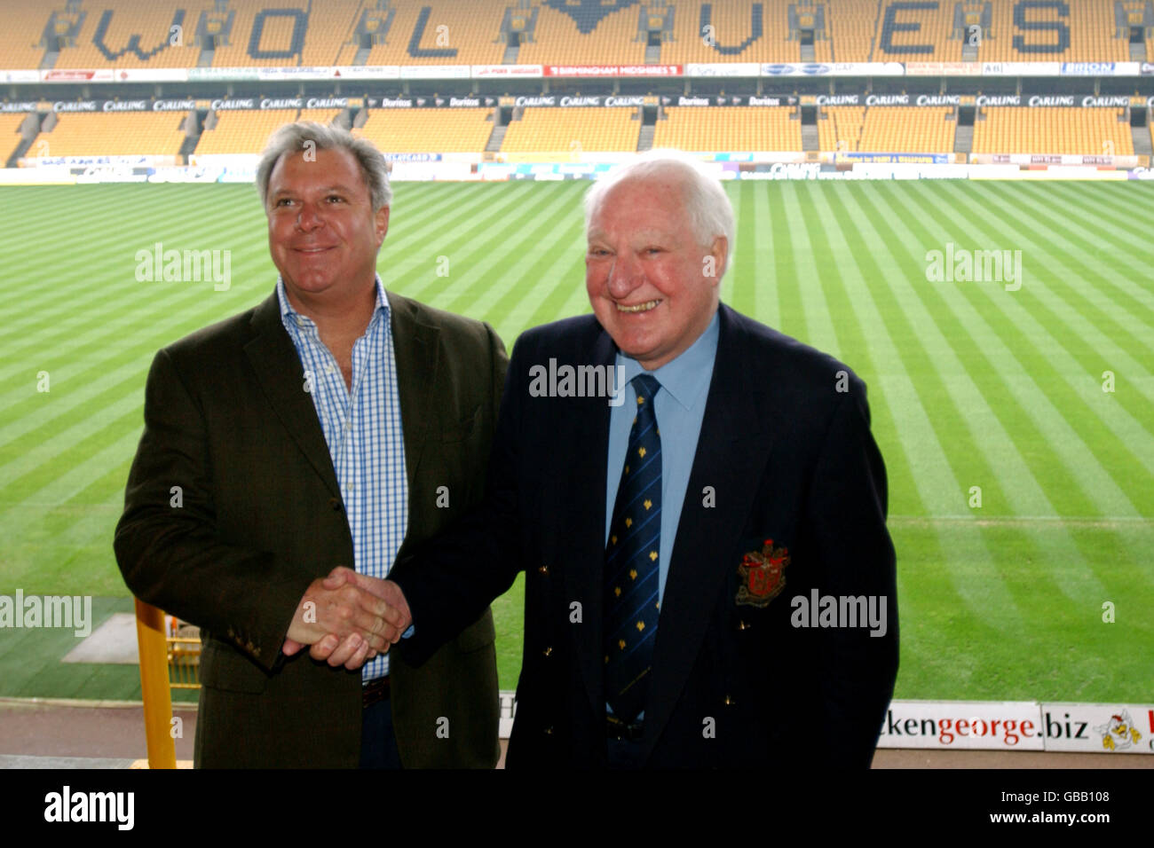 Sir jack hayward hands with the new wolverhampton wanderers chairman hi ...