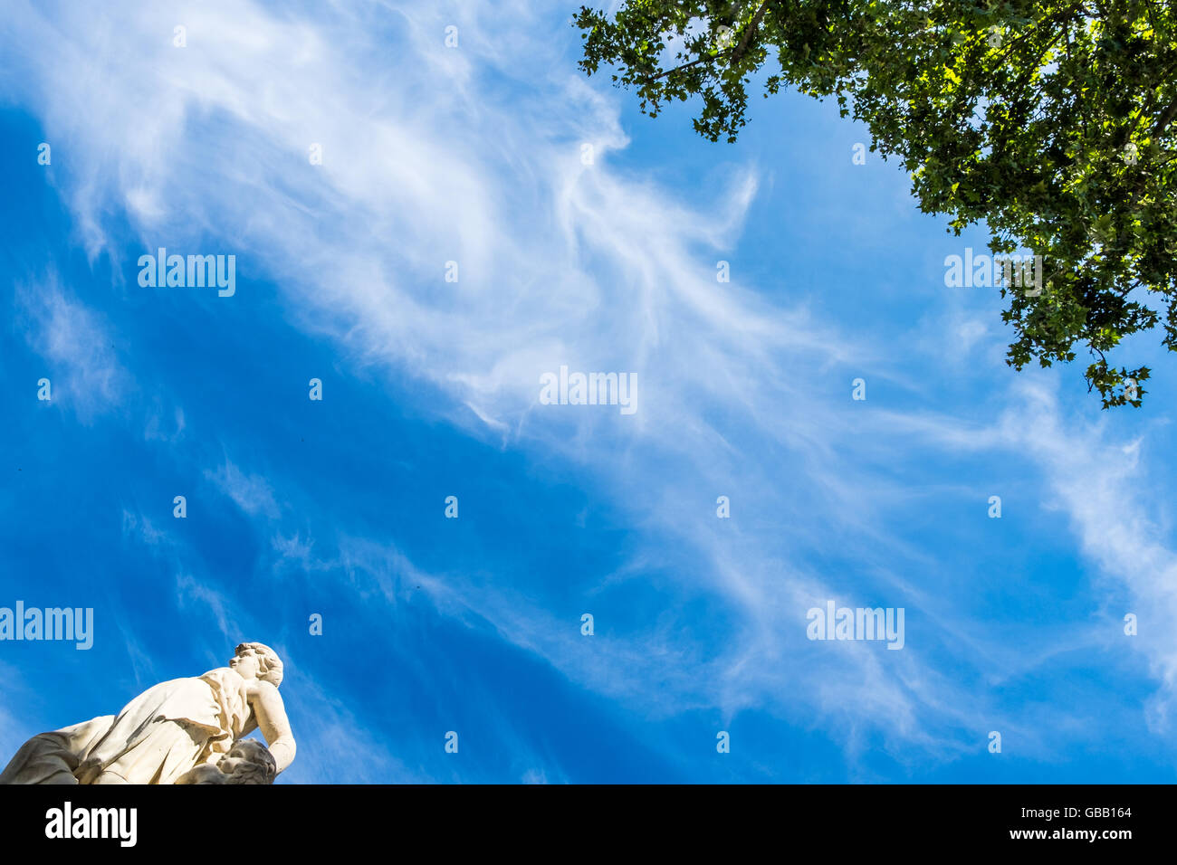 Peculiar view of palaces in Barcelona, Spain, from the bottom Stock ...